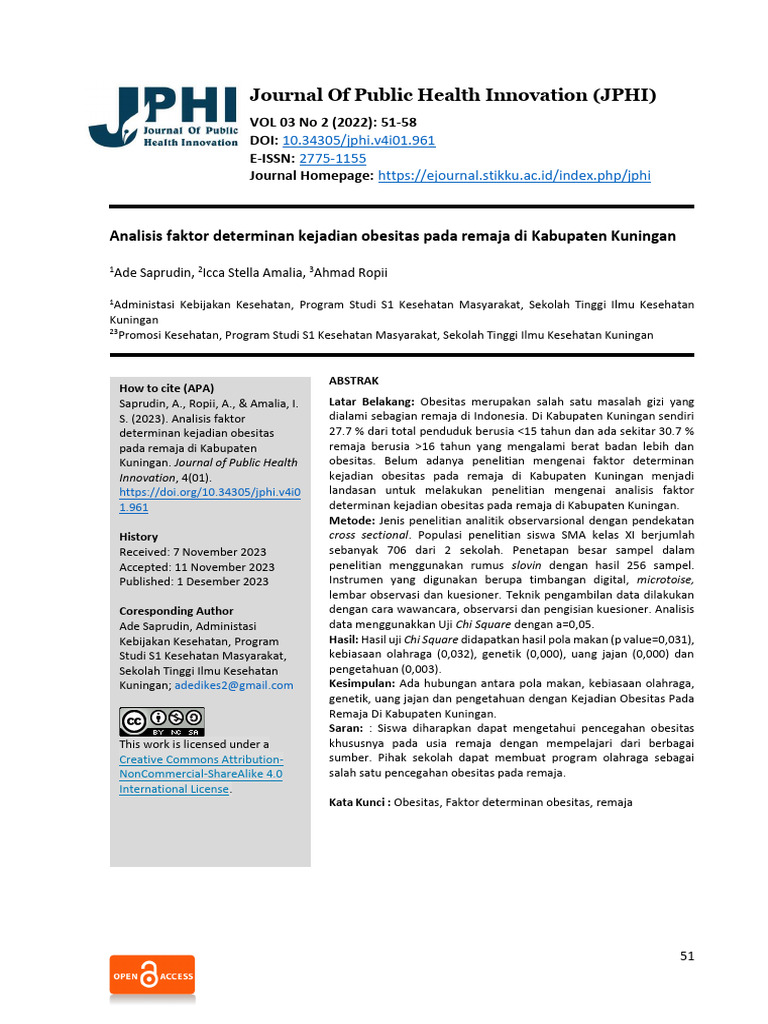 Analisis Faktor Determinan Kejadian Obesitas Pada | PDF | Kesehatan ...
