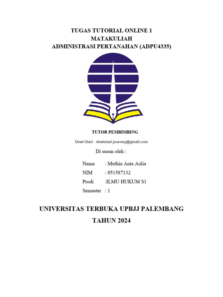 Tugas 1 Tuton Administrasi Pertanahan | PDF