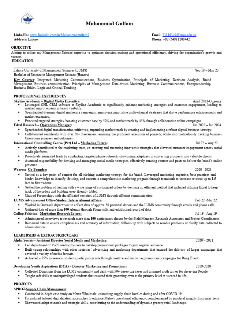 Saima Resume | PDF | Digital Marketing | Marketing