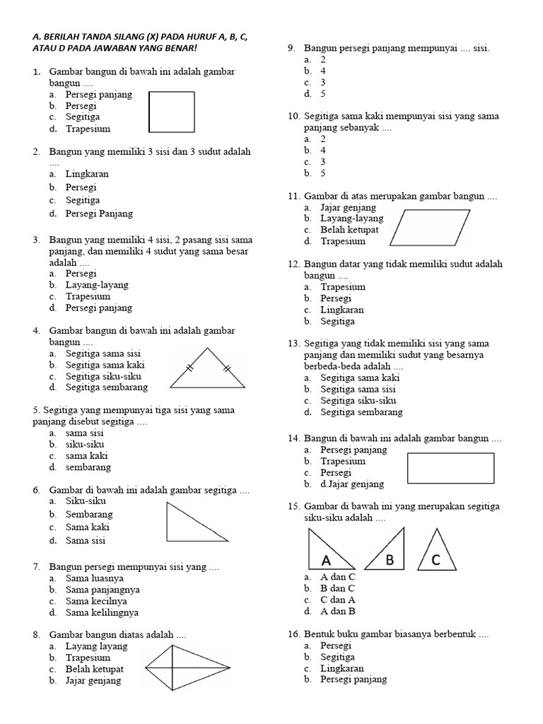 Soal Matematika: Bangun Datar dan Sudut | PDF