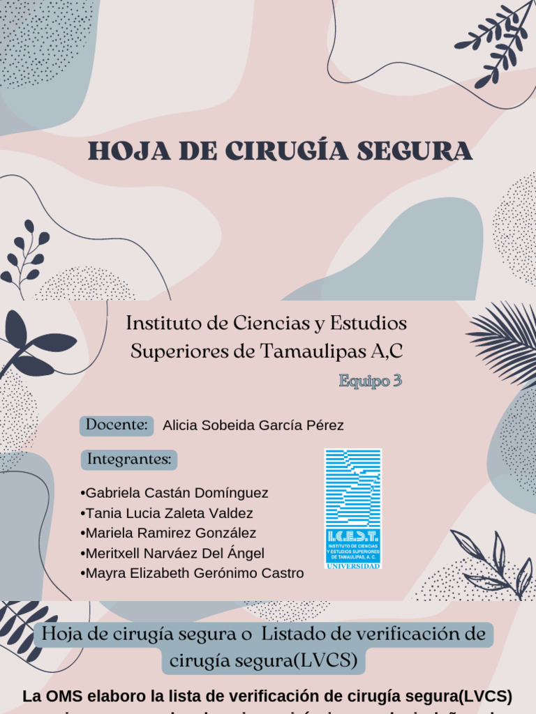 Hoja De Cirugia Segura Pdf Cirugía Anestesia