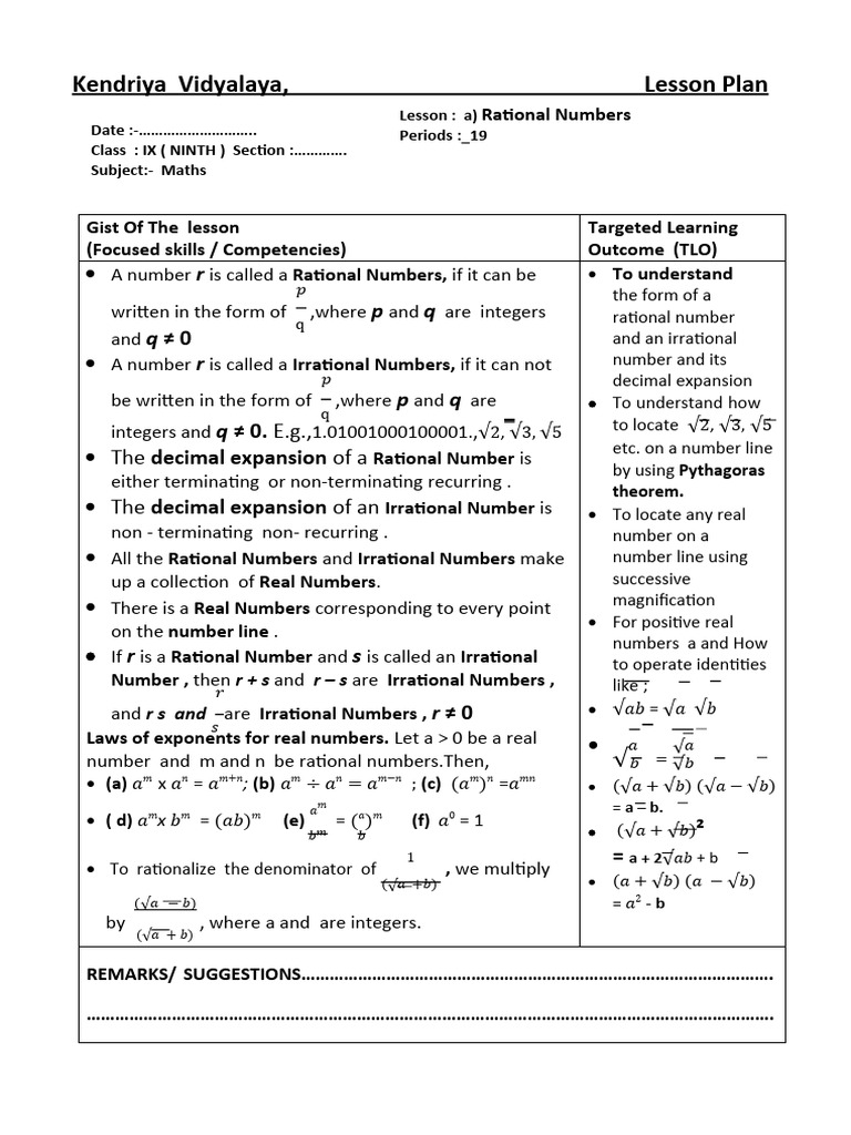 Lesson Plan IX MATHS 2020 Compressed 1 | PDF | Axiom | Cartesian ...