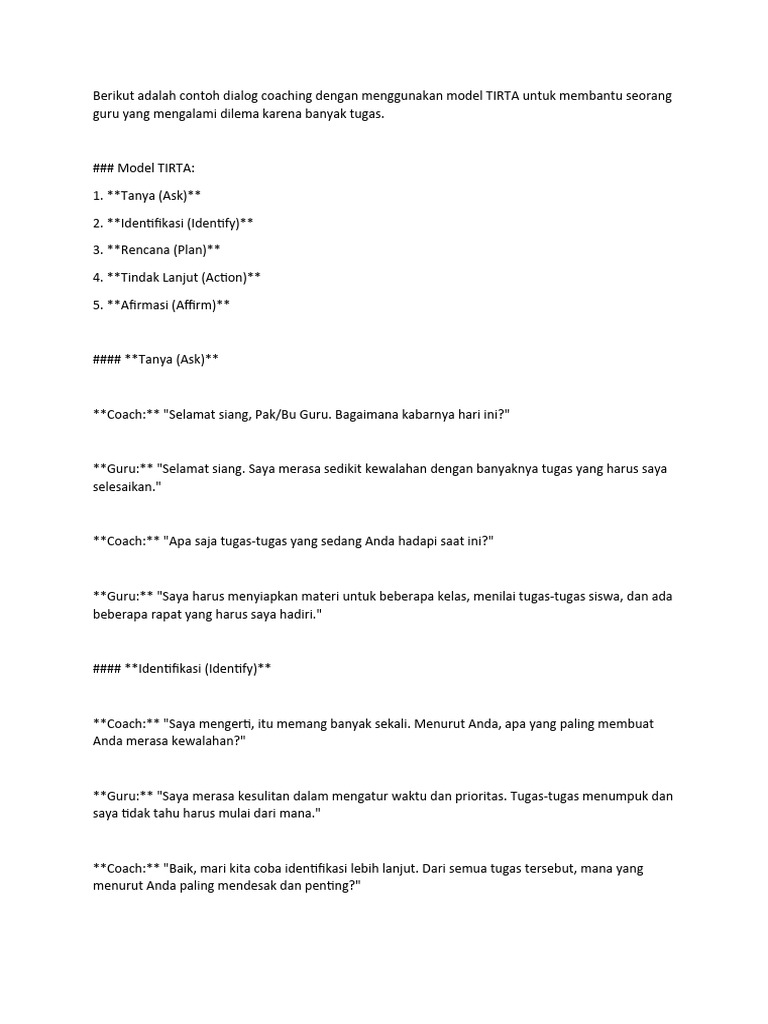 Dialog Model Tirta | PDF