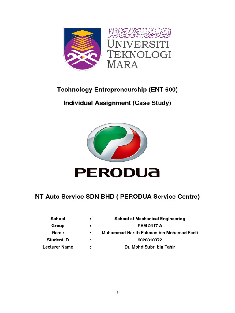 ENT 600 Case Study | PDF | Entrepreneurship | Swot Analysis