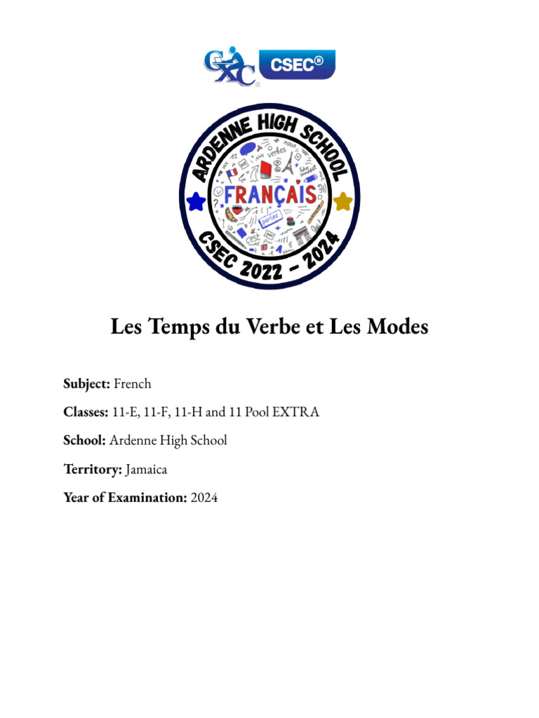 French Verb Tenses & Moods Guide | PDF | Grammatical Tense | Morphology