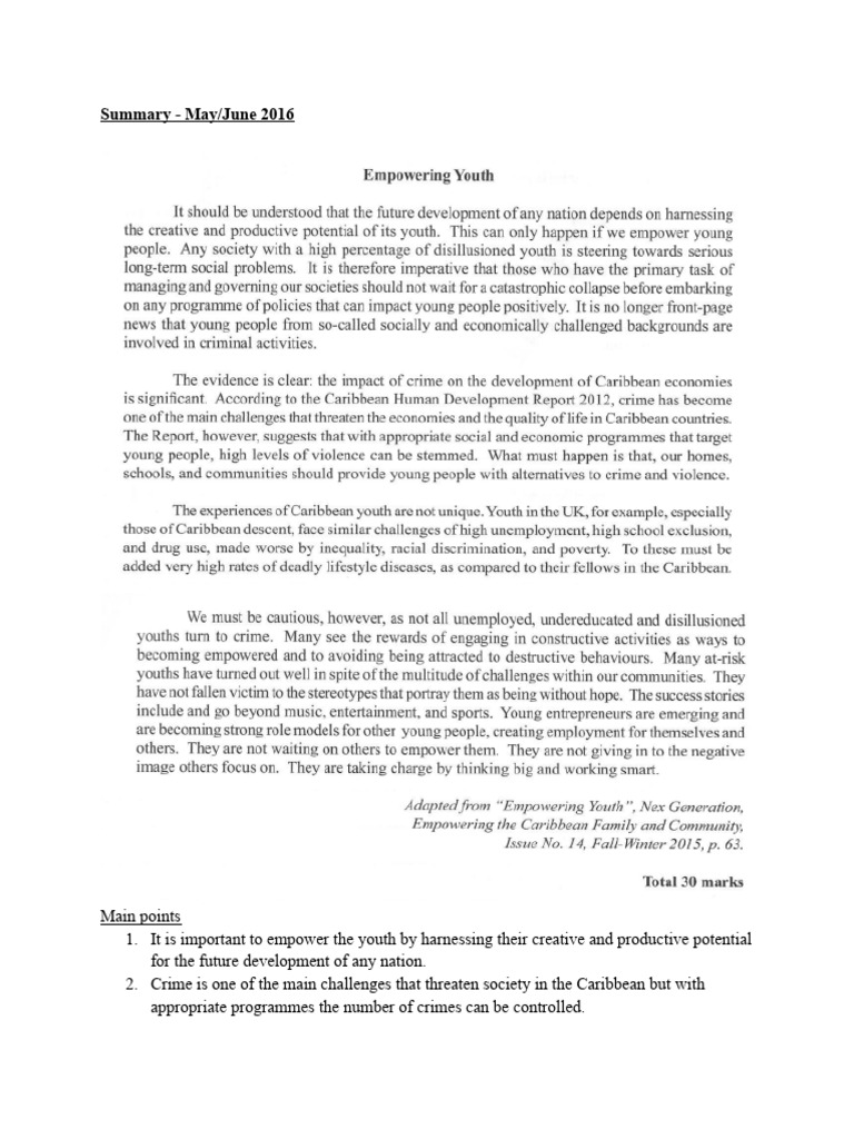 CSEC English A - Summary Writing and Narrative | PDF | Wellness