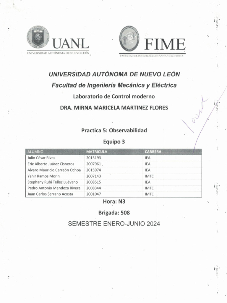 Practica 5 - Control Moderno | PDF