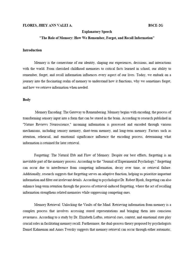 FLORES | PDF | Memory | Recall (Memory)