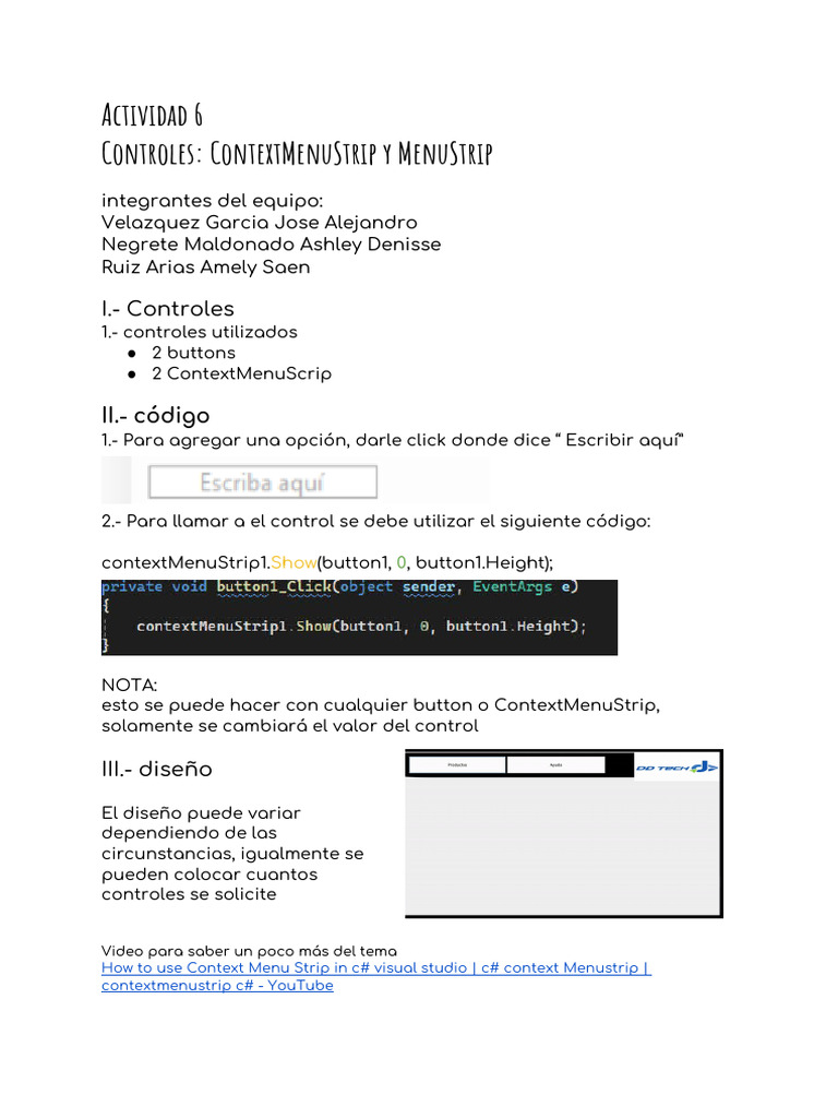 Practica 6 - ContextMenuStrip y MenuStrip | PDF | Tecnología