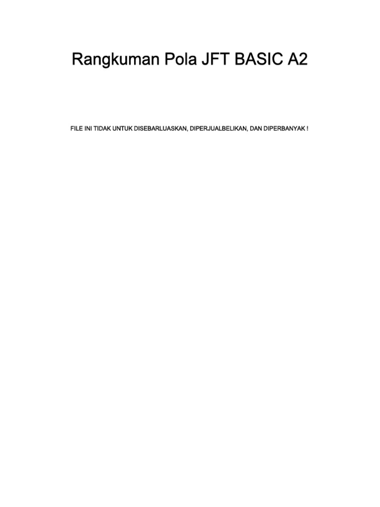 Rangkuman Pola JFT Basic A2 | PDF