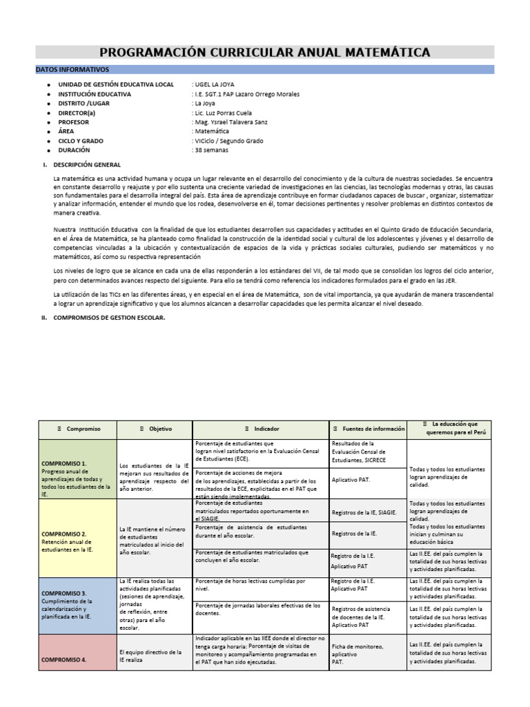 Programacion Anual 2° Año 2024 Matematica Pdf Ecuaciones Geometría 2334