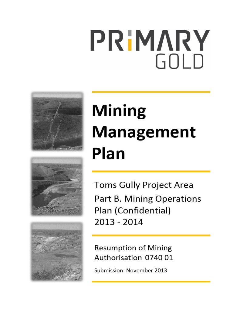 Noi Mining Management Plan Toms Gully Mine | PDF | Mining | Waste