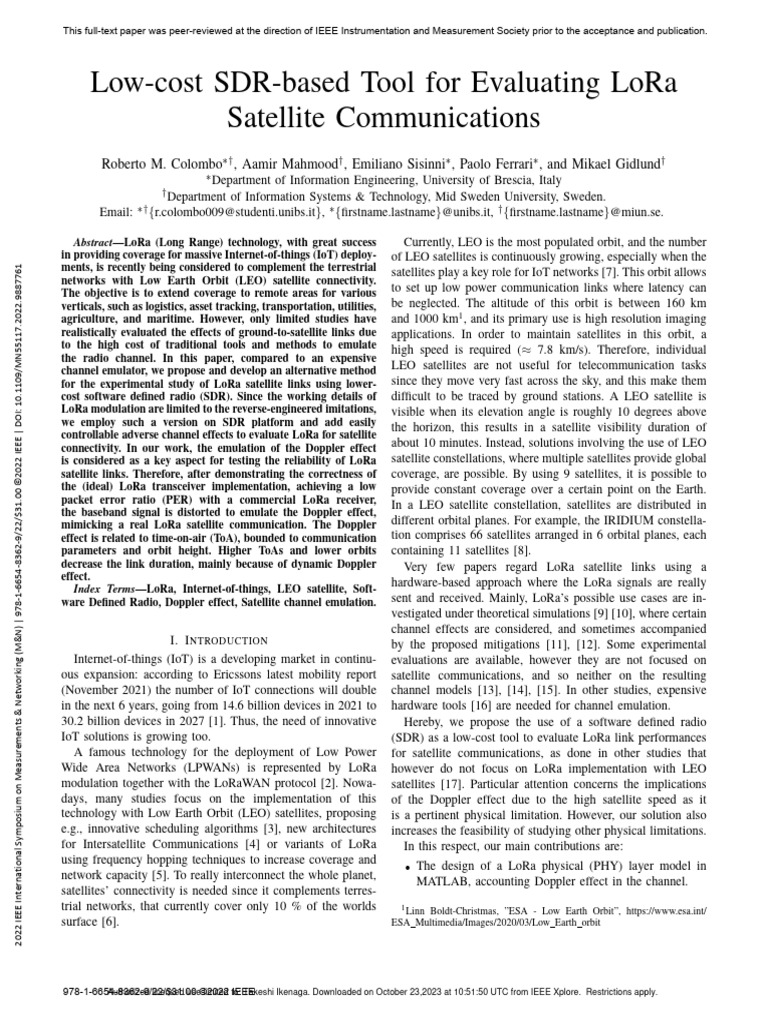 LoRa SDR Tool for Satellite IoT | PDF | Software Defined Radio | Satellite