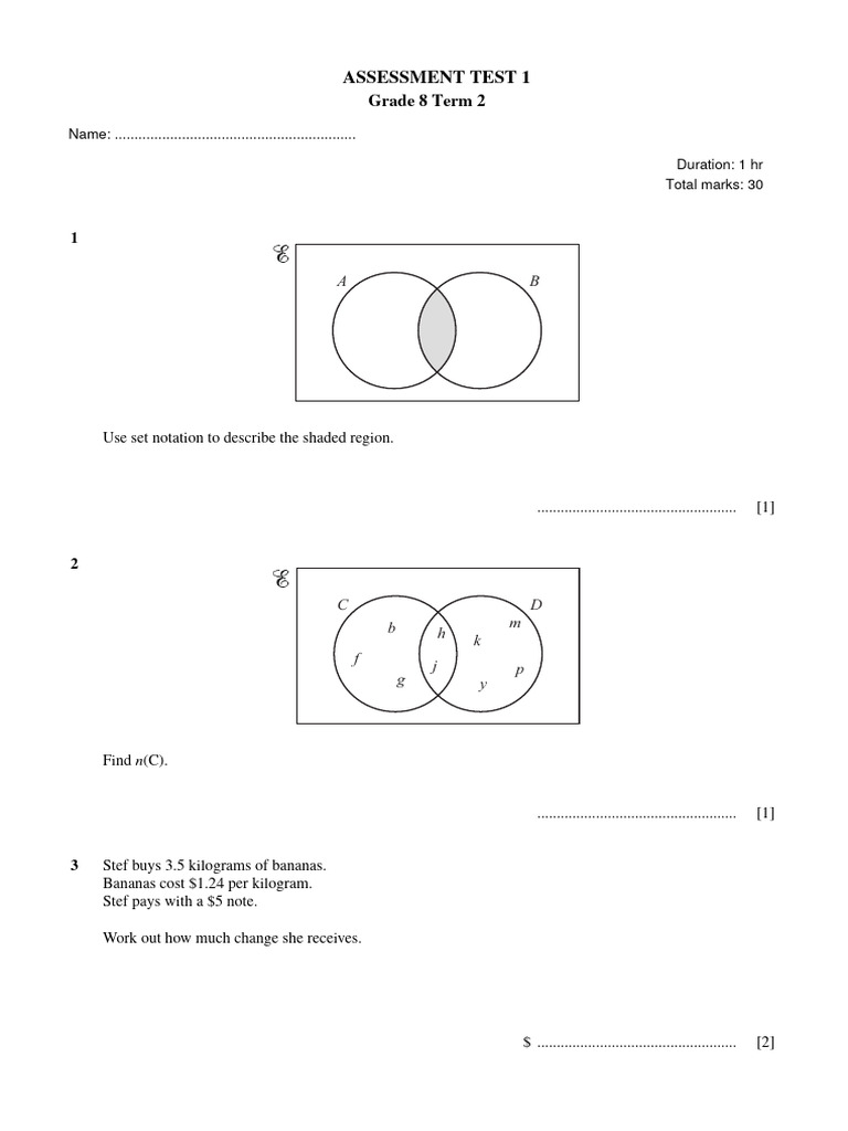 Assessment Test 1 GR 8 T2 | PDF