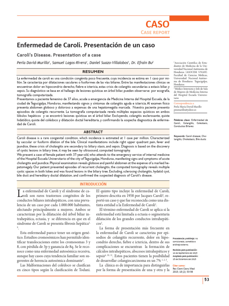 Enfermedad de Caroli. Presentación de Un Caso: Caroli's Disease ...