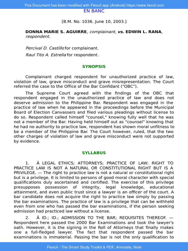 14.16. Aguirre v. Rana | PDF | Lawyer | Practice Of Law