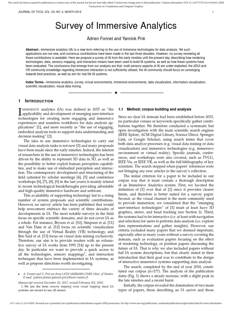 Survey-immersive-Analytics | PDF | Virtual Reality | Visualization (Graphics)