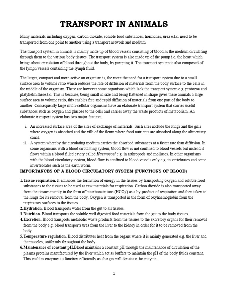 Uace Biology (Transport in Animals) 2 | PDF | Atrium (Heart ...