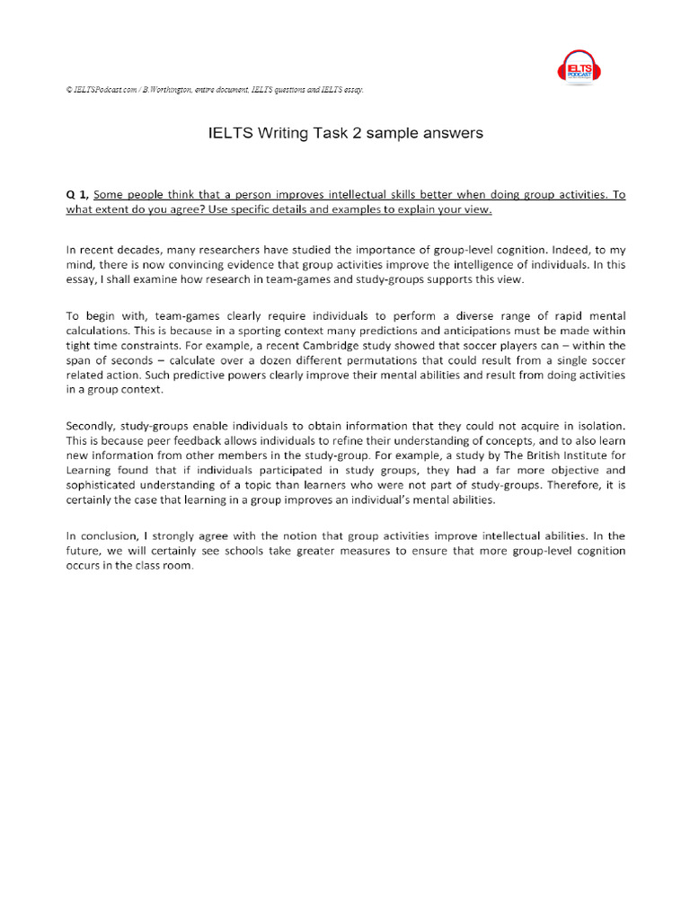 IELTS Writing 19 Samples | PDF