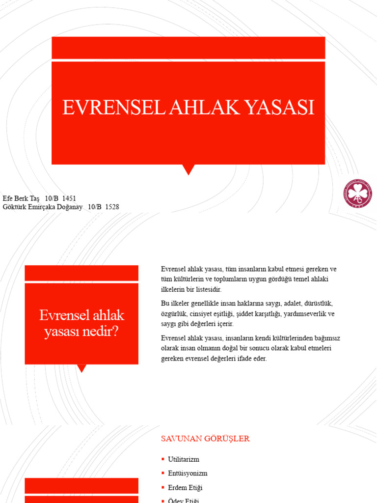 Evrensel Ahlak Yasasi 1 | PDF