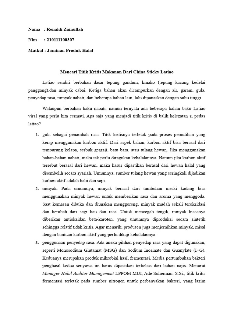 Kehalalan Sticky Latiao: Analisis Kritis | PDF | Kesehatan Holistik