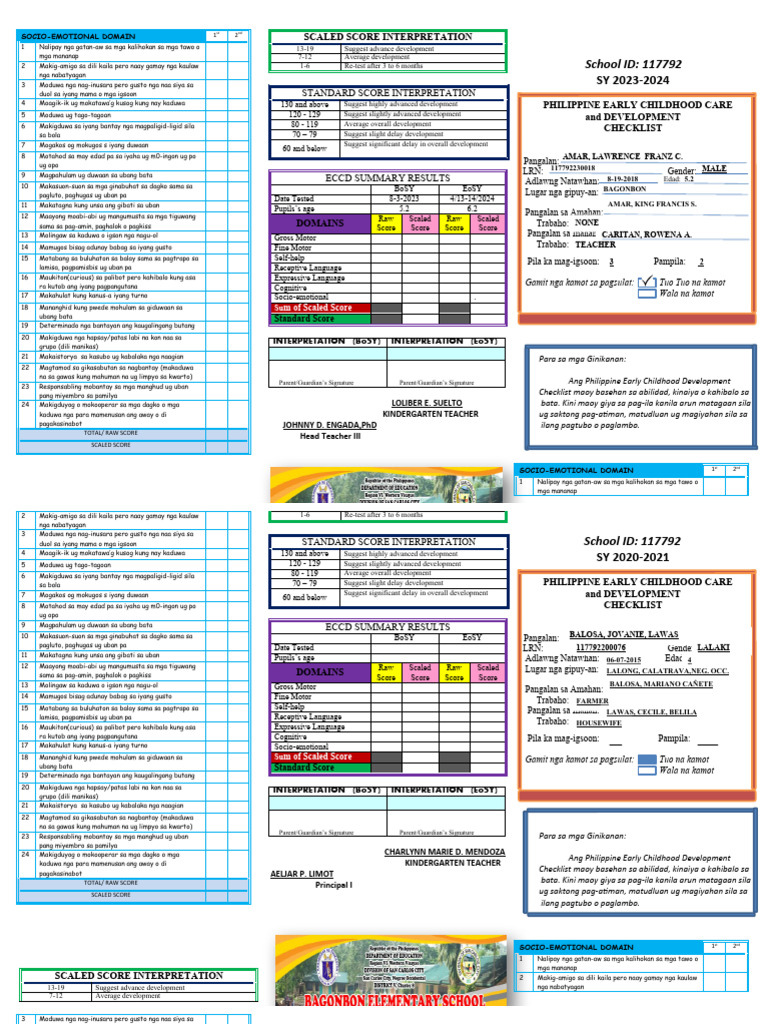 ECCD CHECKLIST Juv Front | PDF