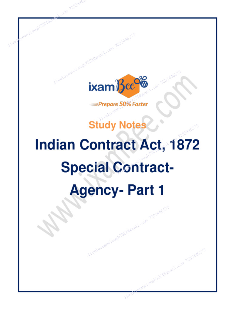 Indian Contract Act Part 11 Contract Agency Part 1 | Download Free PDF | Law Of Agency | Indemnity