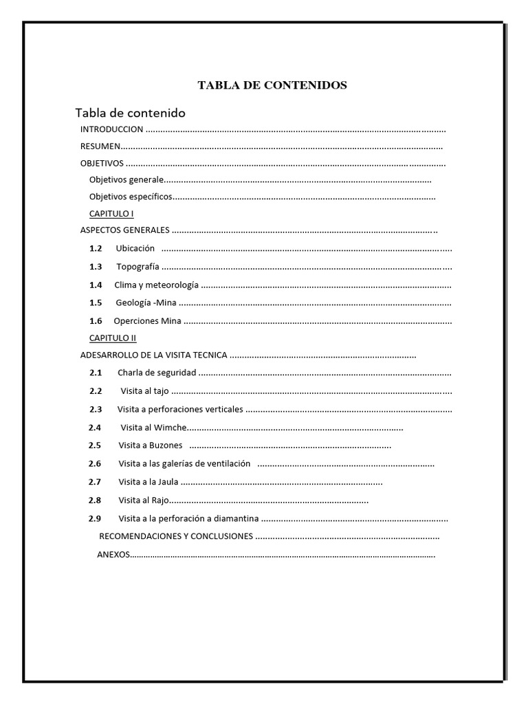 Informe de Visita Técnica a Mina Lambol | PDF | Minería | Ciencias de ...