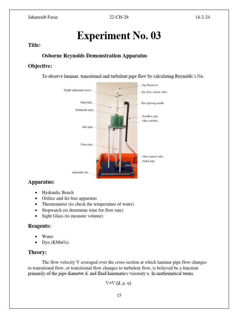 FF Exp 3 | PDF | Reynolds Number | Fluid Dynamics