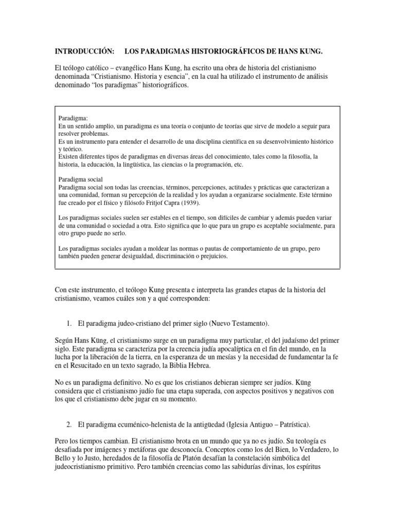 Paradigmas Historiográficos de Hans Küng | PDF | Paradigma | Teología