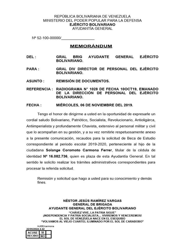 MEMO CONTROL DE GESTION SOL | PDF | Venezuela | Documento de identidad