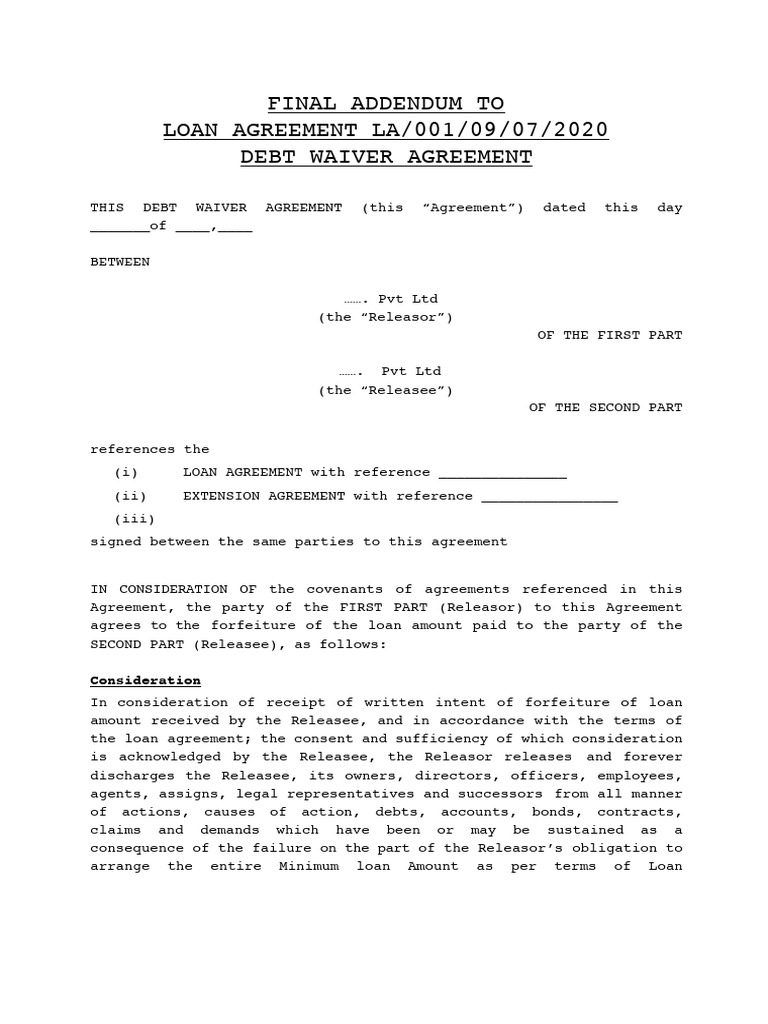 DEBT SETTLEMENT AGREEMENT | PDF | Debt | Loans