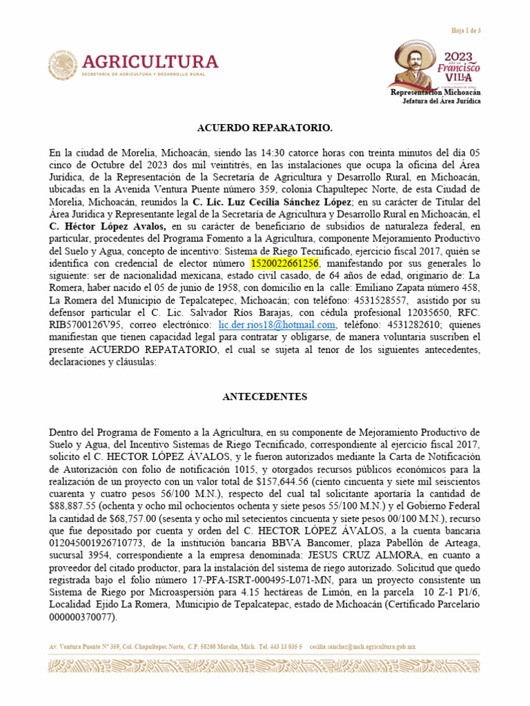 Acuerdo Reparatorio Hector Lopez Avalos | PDF | México