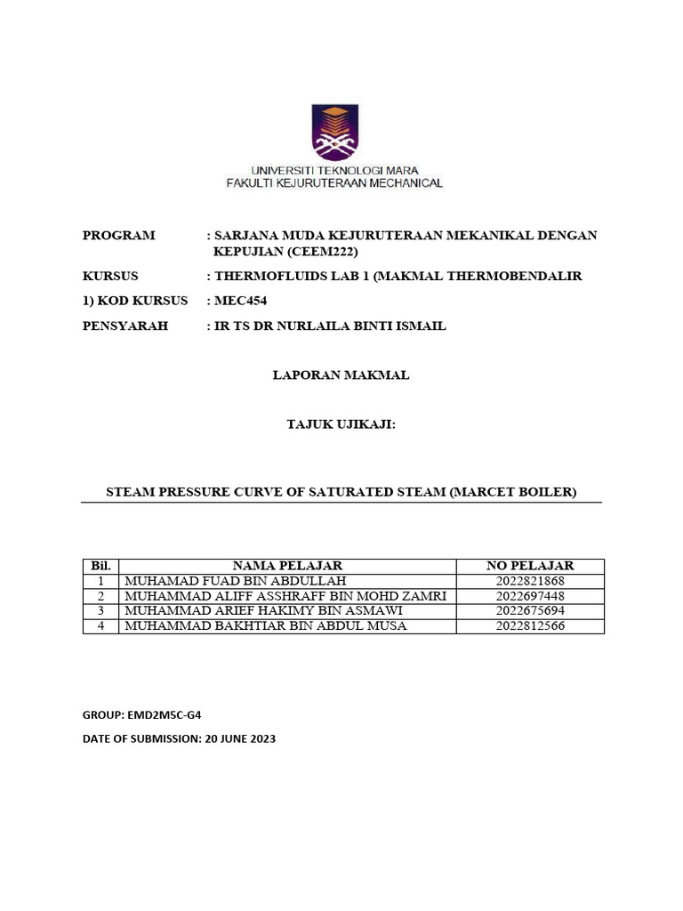 Steam Pressure Curve Experiment Report | PDF | Temperature | Boiler