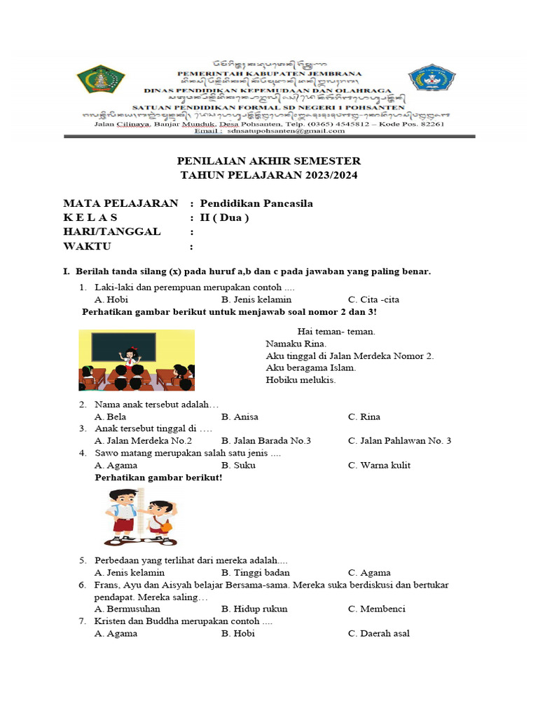 PAT Pendidikan Pancasila Kelas 2 | PDF