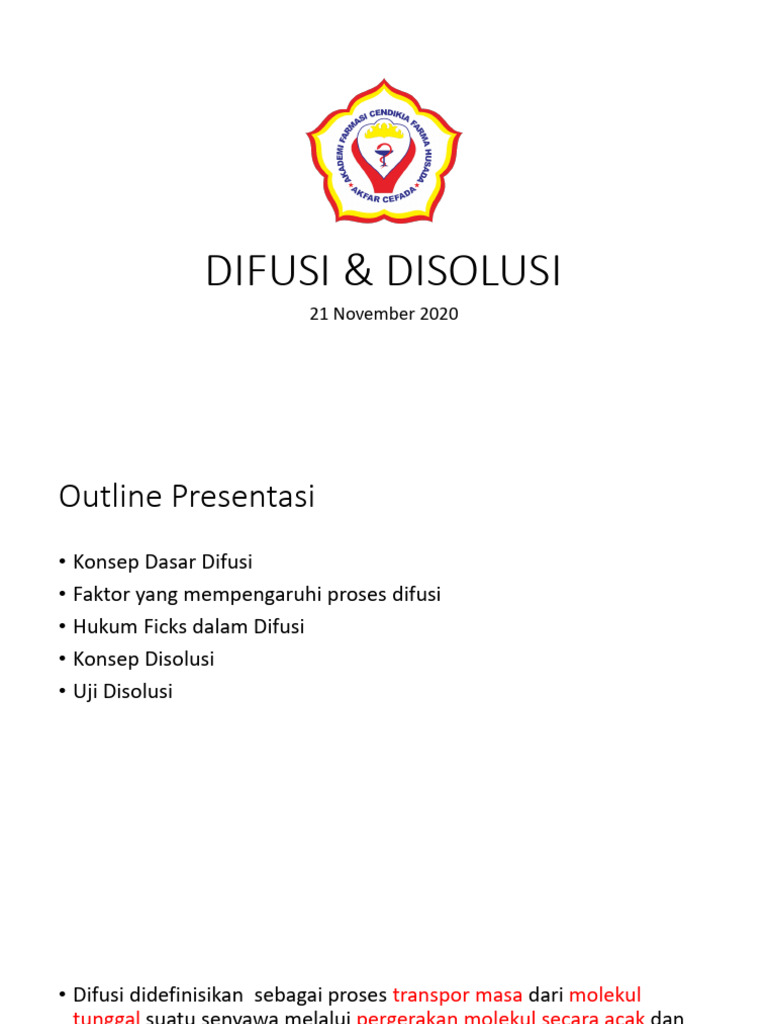 Difusi & Disolusi | PDF