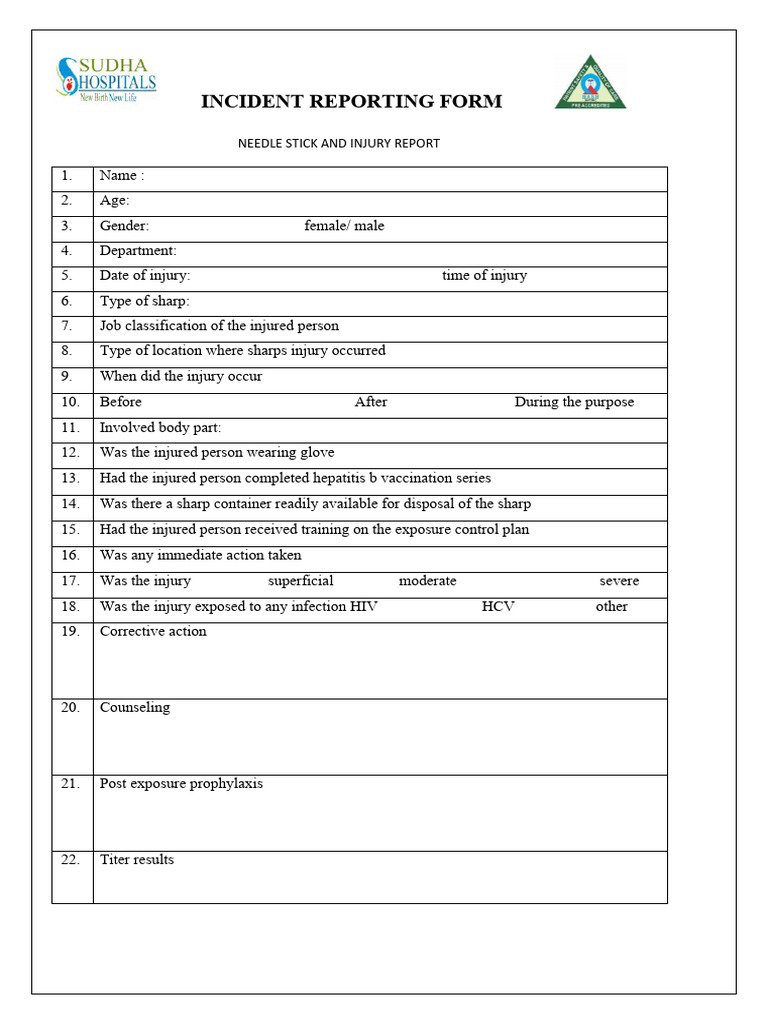 Nedle Stick Injury Format | PDF | Medical Specialties | Medicine