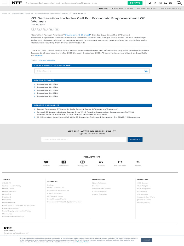 G7 Declaration Includes Call For Economic Empowerment of Women KFF ...