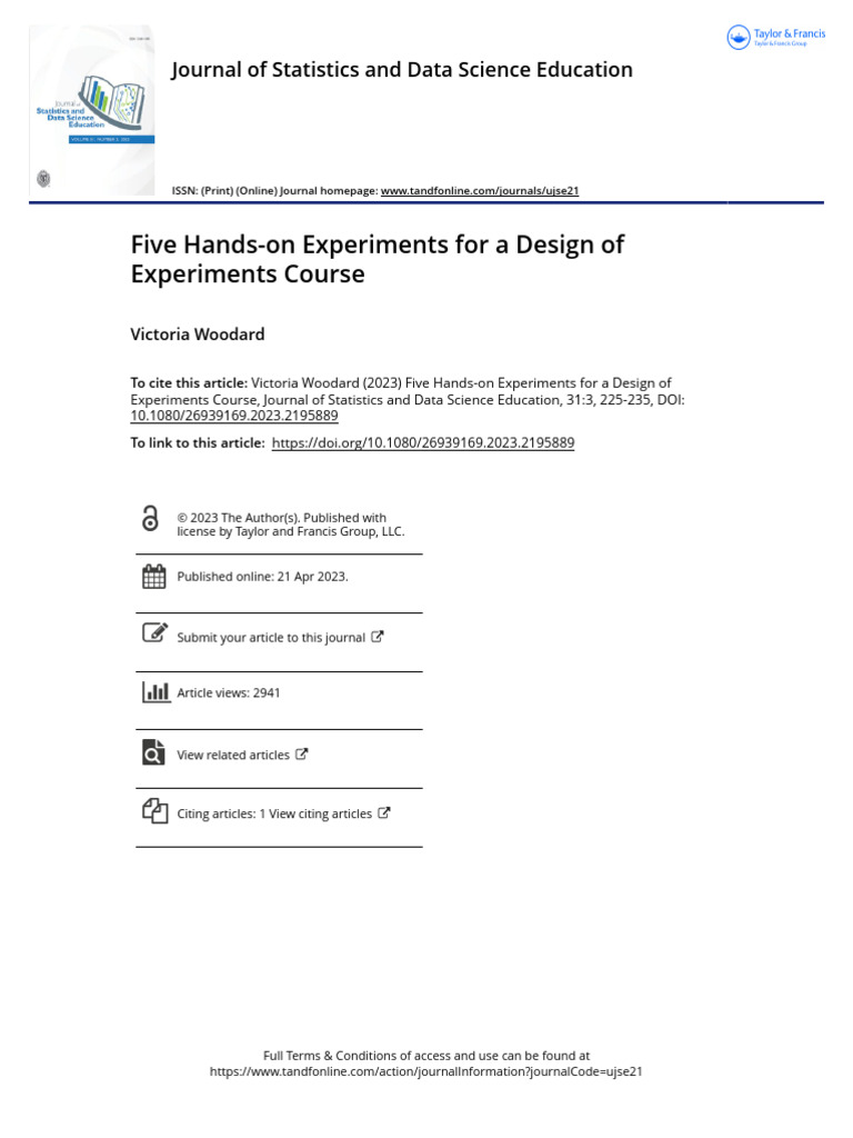 Hands-On Experiments in Statistics Course | PDF | Experiment | Statistics
