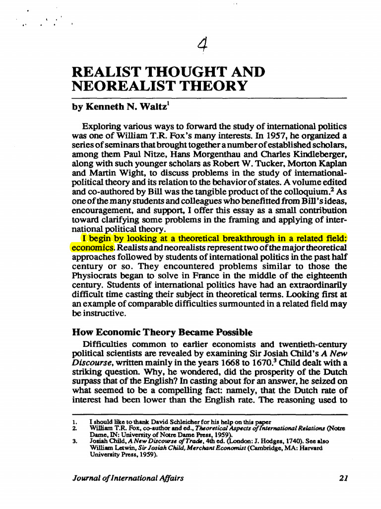 Scholars of International Politics | PDF | Economics | Theory
