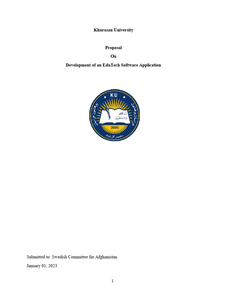 Khurasan University: Submitted To: Swedish Committee For Afghanistan January 01, 2023 | Download ...