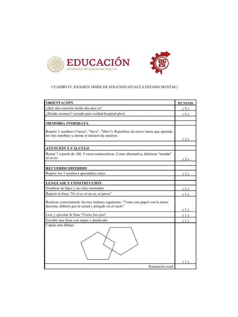 Examen de Folstein | PDF