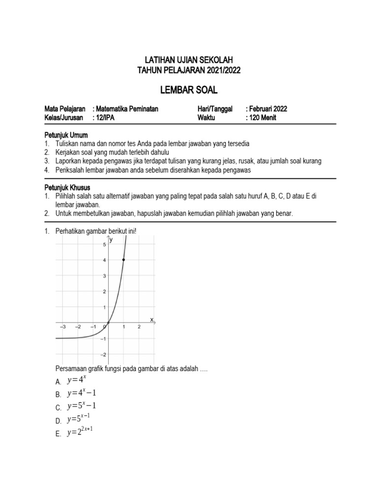 Soal LUS MTK Peminatan 2022-Ok | PDF