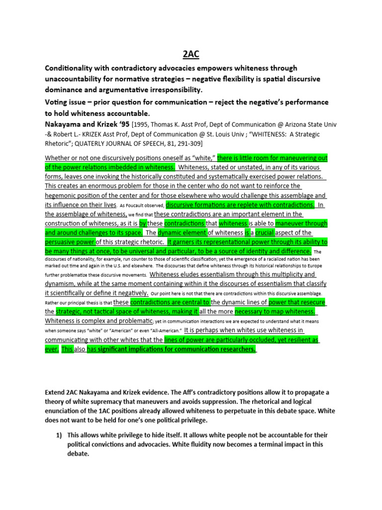 Conditional Contradictions of Whiteness Theory - Nakayama Krizek | PDF ...