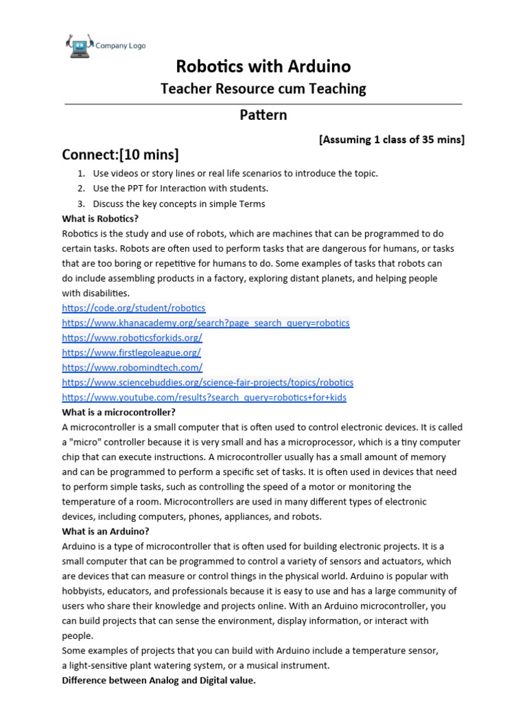 Teacher Resources Cum Pedagogy | PDF | Microcontroller | Arduino