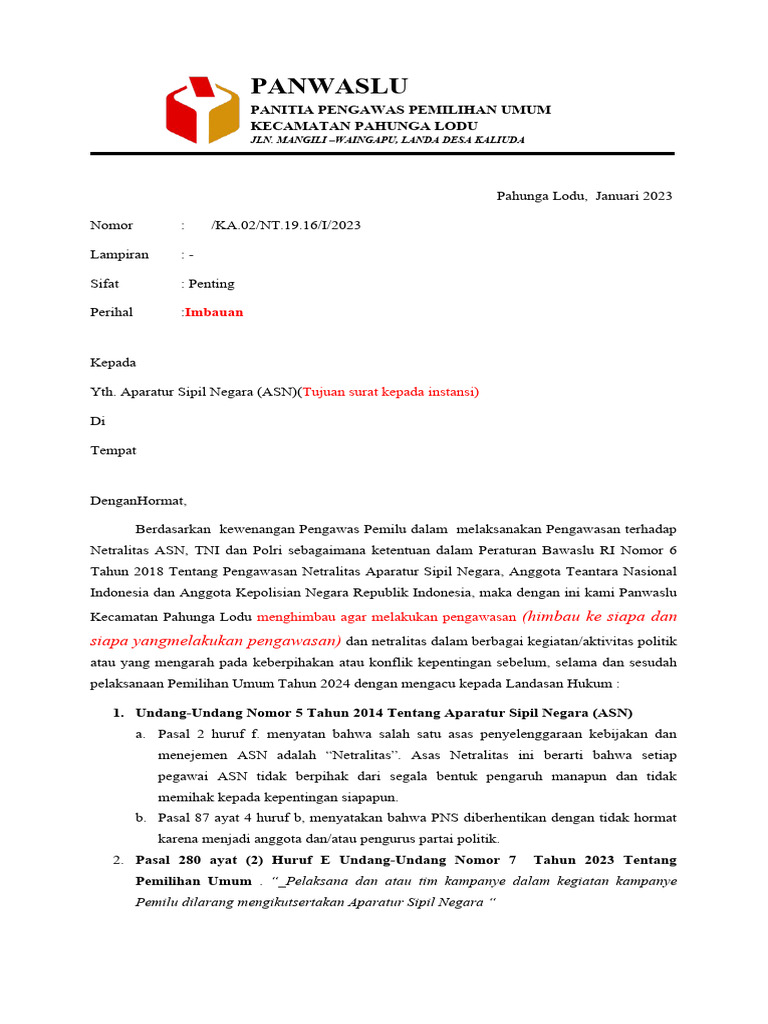 Surat Himbauan Asn | PDF