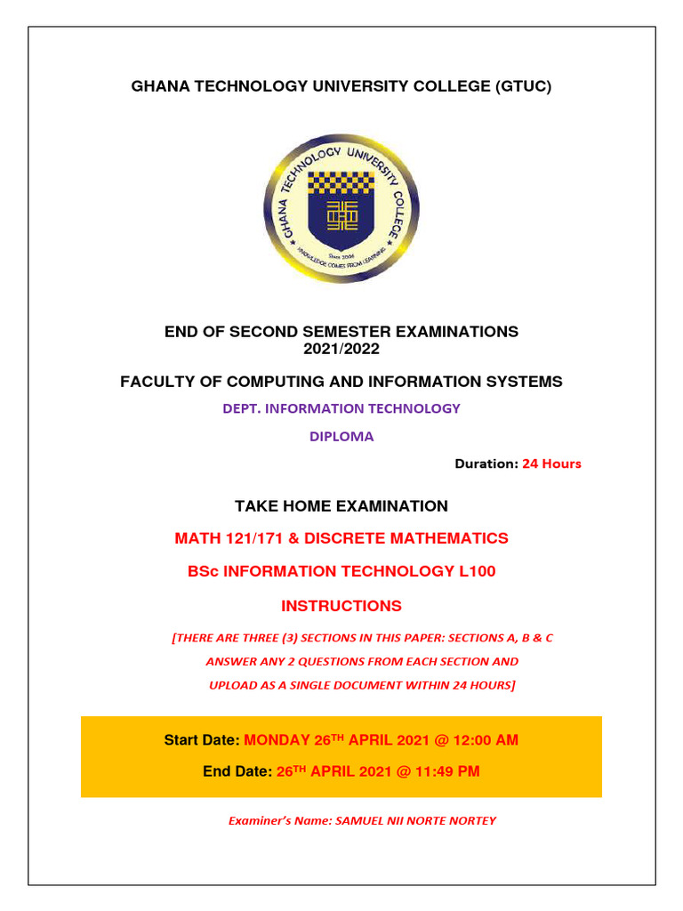 DIT Discrete Structures April 2021 Template | PDF | Mathematics