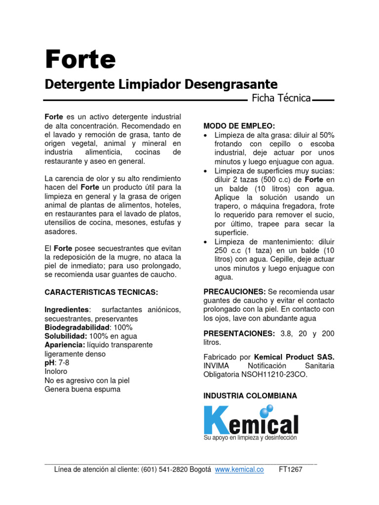 FT Forte | PDF | Agua | Detergente
