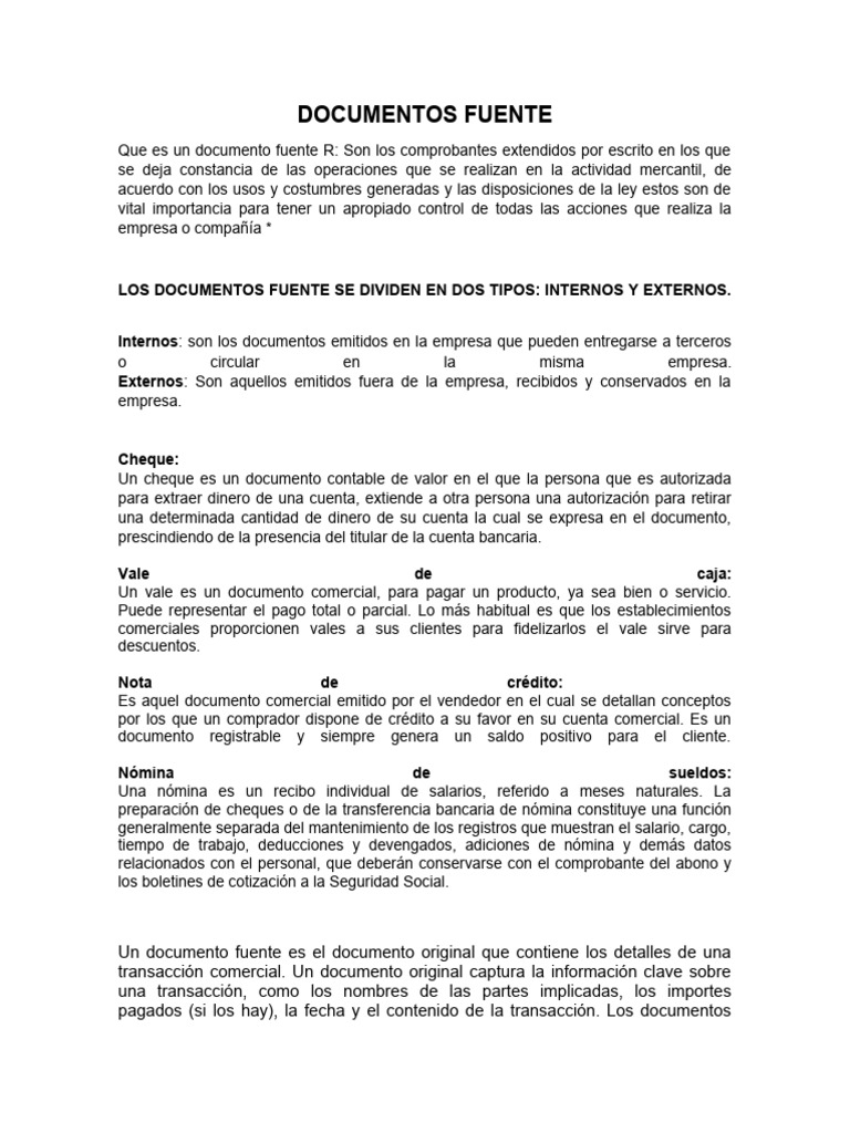 Documentos Fuente | PDF | Cheque de pago | Cheque