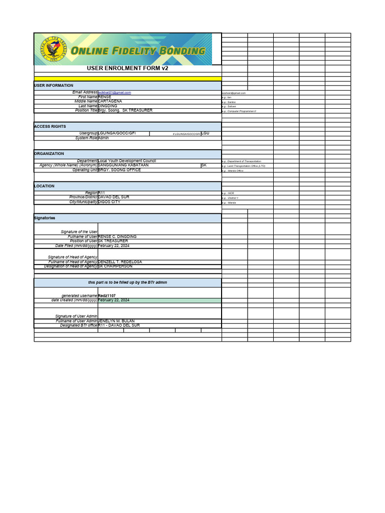 Ofb Enrollment Form | PDF | Computing | Transport